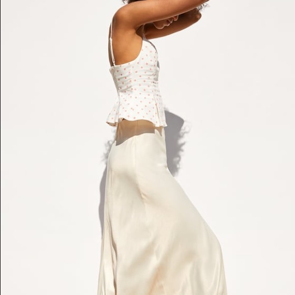 Zara | Tops | Zara Linen Effect Polka Dot Rustic Peplum Tank Shirt ...